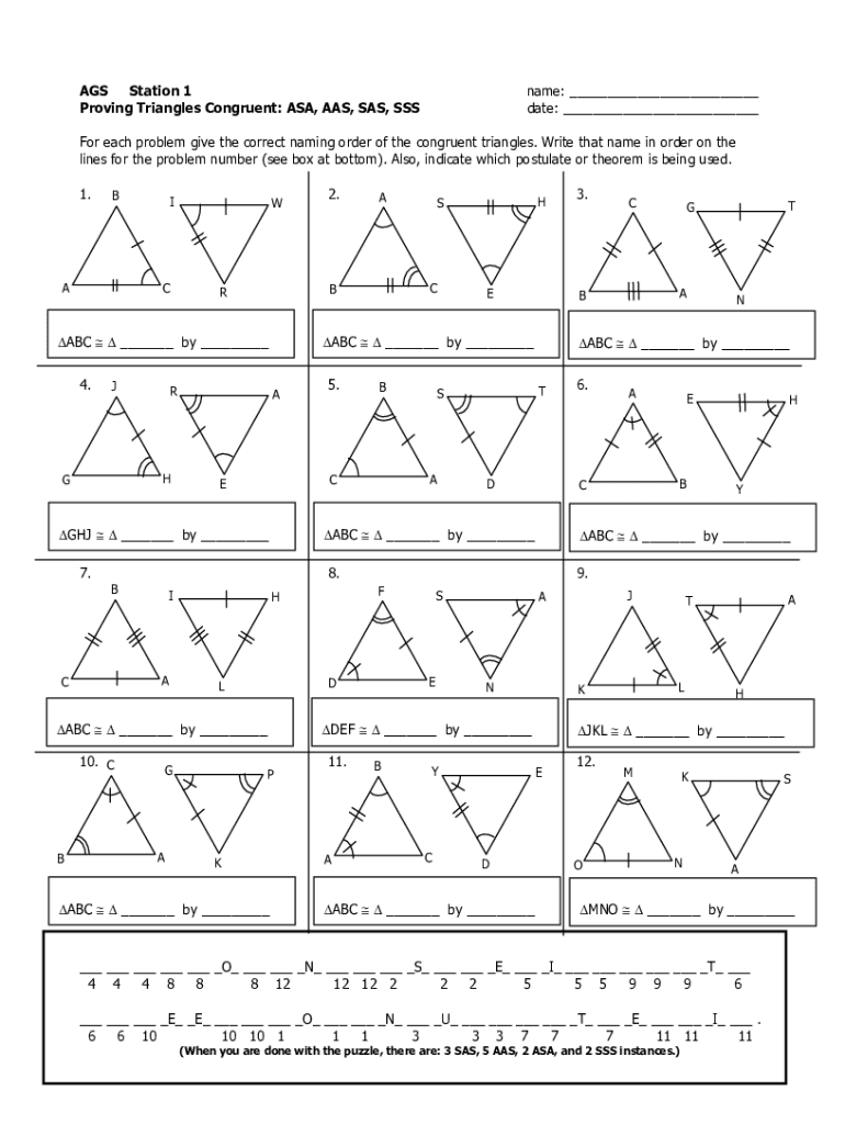 Fillable Online Congruent triangle proofs worksheet answers - JJ-Tauben ...