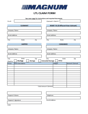 Fillable Online magnum - ltl claim form - Magnumlog.com Fax Email Print ...