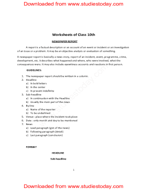 Fillable Online Class 10: Report Writing - Let's Learn through Net Fax ...
