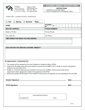 Fillable Online Academic Amnesty Request Form Fax Email Print - pdfFiller