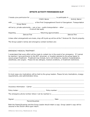 Fillable Online FORM-Offsite Activity Permission Slip Fax Email Print ...