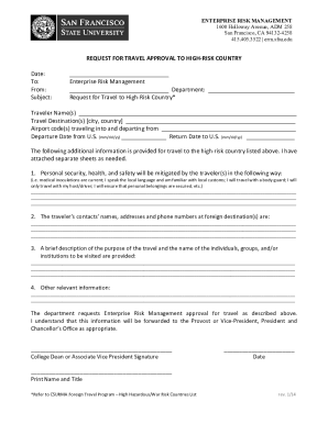 Fillable Online Request for Travel Approval Fax Email Print - pdfFiller