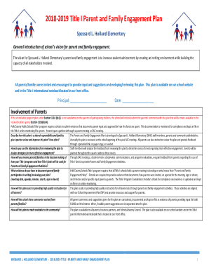 Fillable Online 2018-2019 Title I Parent and Family Engagement Plan Fax ...