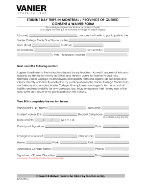 Fillable Online FIELD TRIP CONSENT FORM Fax Email Print - pdfFiller