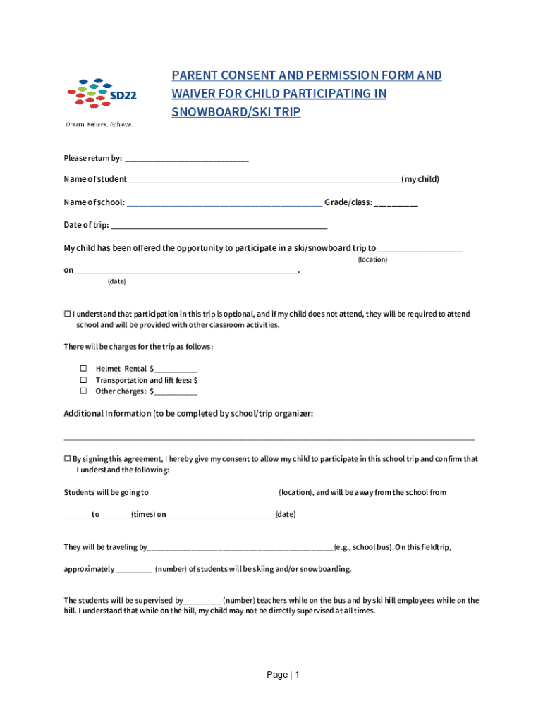 Fillable Online PARENT CONSENT AND PERMISSION FORM AND WAIVER ... Fax Email Print - pdfFiller