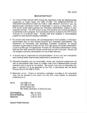 Fillable Online Medication Policy Fax Email Print - pdfFiller