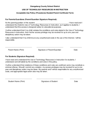 Fillable Online STUDENT/PARENT STATEMENT OF RESPONSIBILITIES Fax Email ...