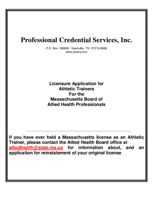 Fillable Online Licensure Application for Athletic Trainers For the ...