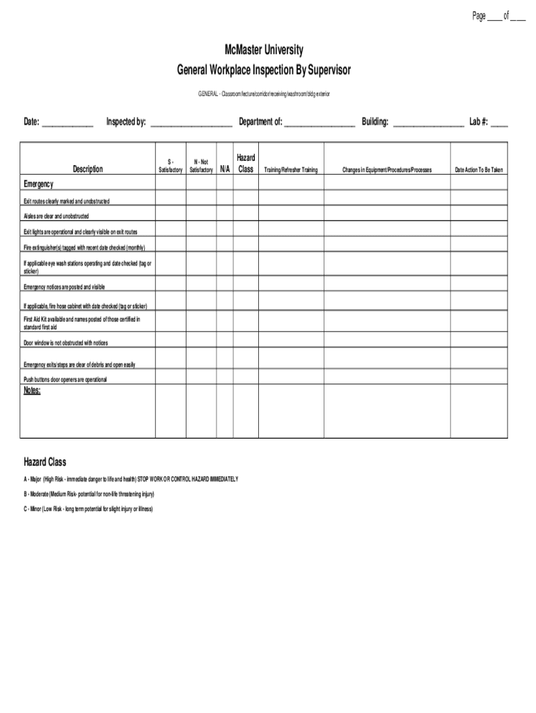 Fillable Online General-Inspection-Form-Supervisor.pdf - McMaster HR ...