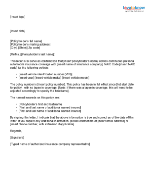 Fillable Online Fill - Free fillable 3515 Proof Of Insurance Letter ...