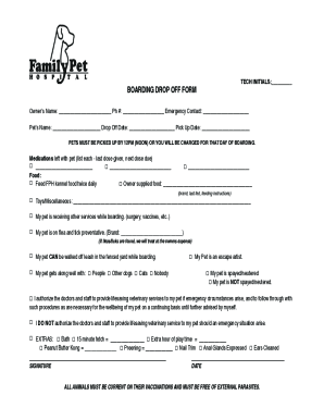 Fillable Online BOARDING DROP OFF FORM Fax Email Print - pdfFiller