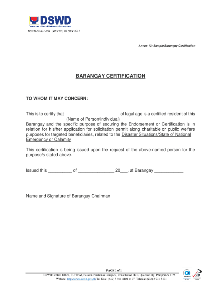 Fillable Online How To Get A Barangay Certificate Of Indigency Or Low ...