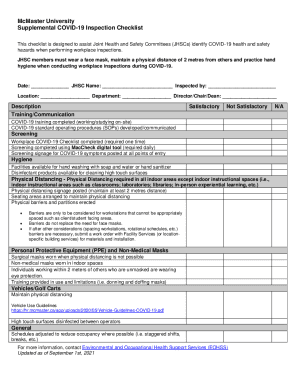 Fillable Online COVID-19 Inspection Checklist for Joint Health and ...