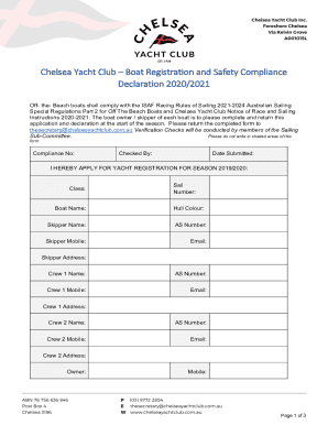 Fillable Online Australian Sailing Declaration of Compliance & Safety ...