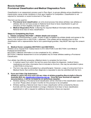 Fillable Online Classification Information SheetBocciaParalympics ...