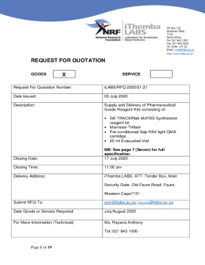 Fillable Online Request For Quotation - Proudly South African Fax Email ...