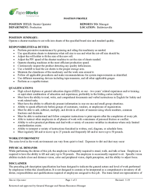 Fillable Online Carta Ltd Usa Sheeter Operator Resume Sample ...