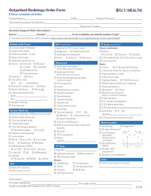 Fillable Online Outpatient Radiology Order Form - ECU Health Fax Email ...