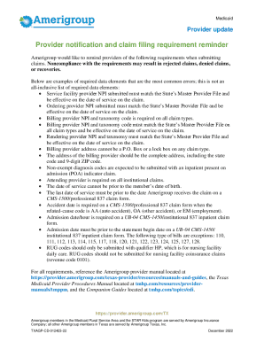 Fillable Online Provider notification and claim filing requirement ...