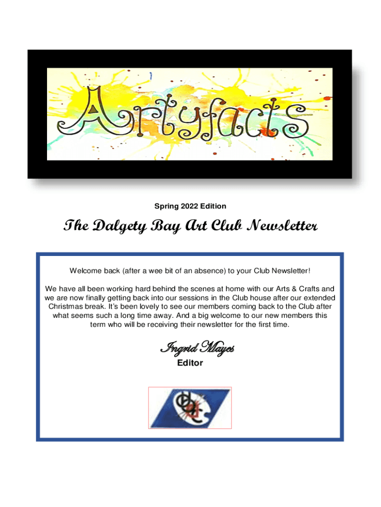 Fillable Online The Dalgety Bay Art Club Newsletter Ingrid Mayes ... Fillable Online The Dalgety Bay Art Club Newsletter Ingrid Mayes ...