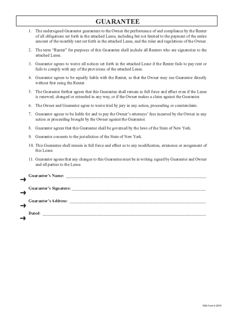 Fillable Online Guaranty of Lease Agreement Sample Clauses - Law ...