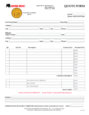 Fillable Online Quote Form Bush Hog Fax Email Print - pdfFiller