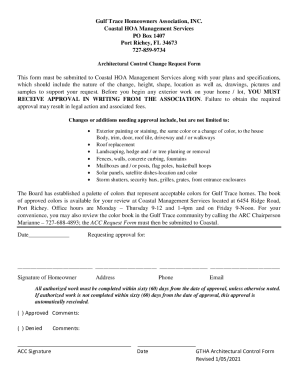 Fillable Online Architectural Control Change Request Fax Email Print - pdfFiller
