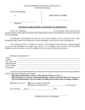 Fillable Online Waiver-of-Arraignment-Formfillable-form.pdf - Cherokee ...