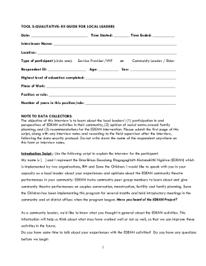 Fillable Online Appendix A: Draft Key Informant Interview Protocol Fax ...