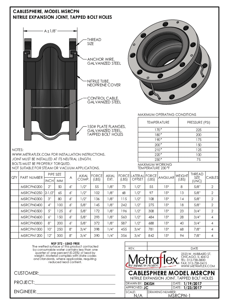 Fillable Online sphere rubber expansion joint w/ cables - Hosecraft USA ...