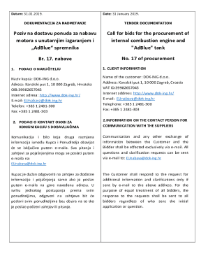 Fillable Online Motor sa unutarnjim izgaranjem i AdBlue spremnik Dokumentacija za nadmetanje Fax ...