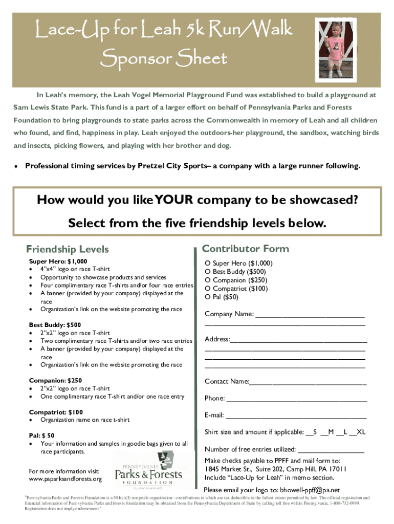 Fillable Online Lace-Up for Leah 5k Run/Walk Sponsor Sheet - cloudfront ...