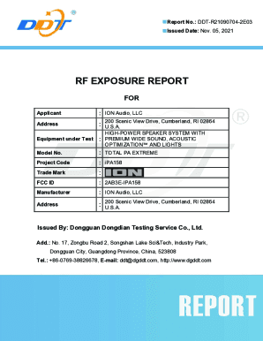 Fillable Online RF EXPOSURE REPORT - FCC Report Fax Email Print - pdfFiller
