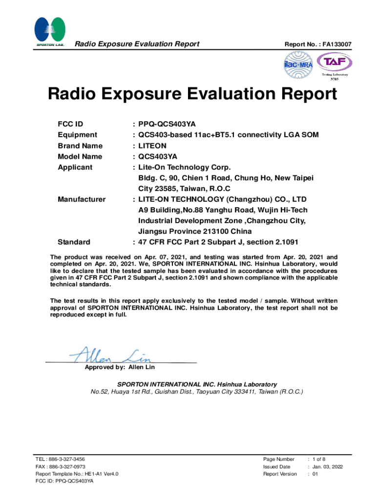 Fillable Online FCC RF Exposure Test Report - Particle docs Fax Email ...