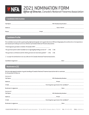 Fillable Online 2021 NOMINATION FORM - National Firearms Association ...