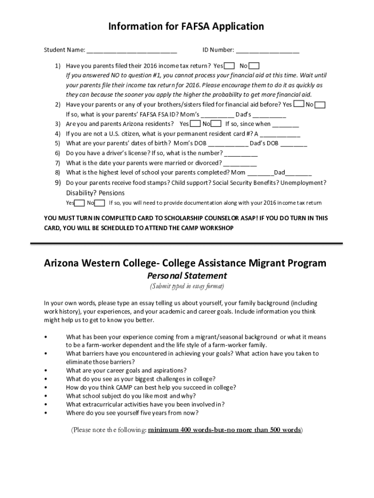 Fillable Online Information for FAFSA Application Fax Email Print ...