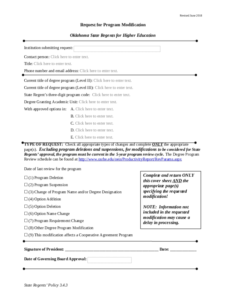 Request for Program Modification - Academic Affairs Doc Template | pdfFiller
