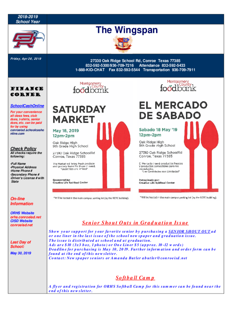 Fillable Online Oak Ridge Elementary - Conroe ISD Fax Email Print ...