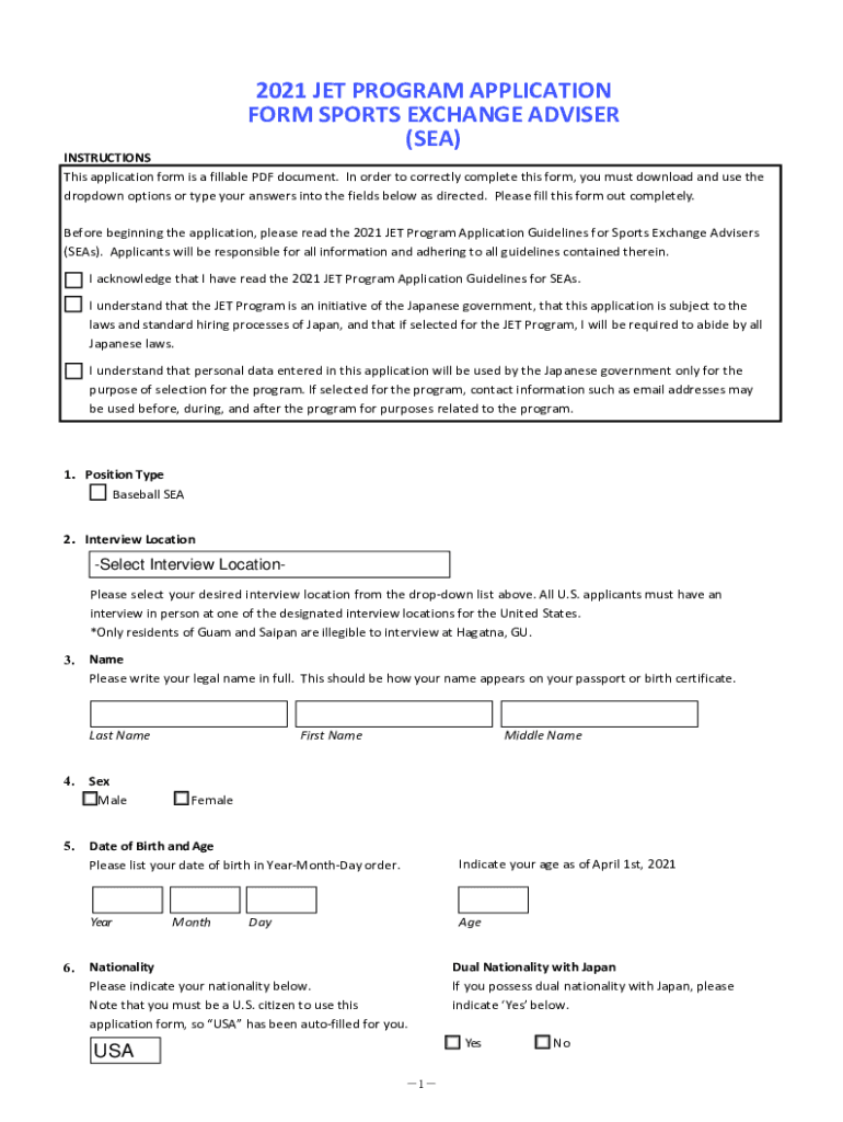 Fillable Online 2021 JET PROGRAMME APPLICATION FORM CHART SHEET Fax ...