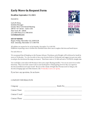 Fillable Online Early Move-In Request Form - Greater New York Dental ...