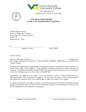 Fillable Online Basic Law Enforcement Training Sponsorship Fax Email Print - pdfFiller