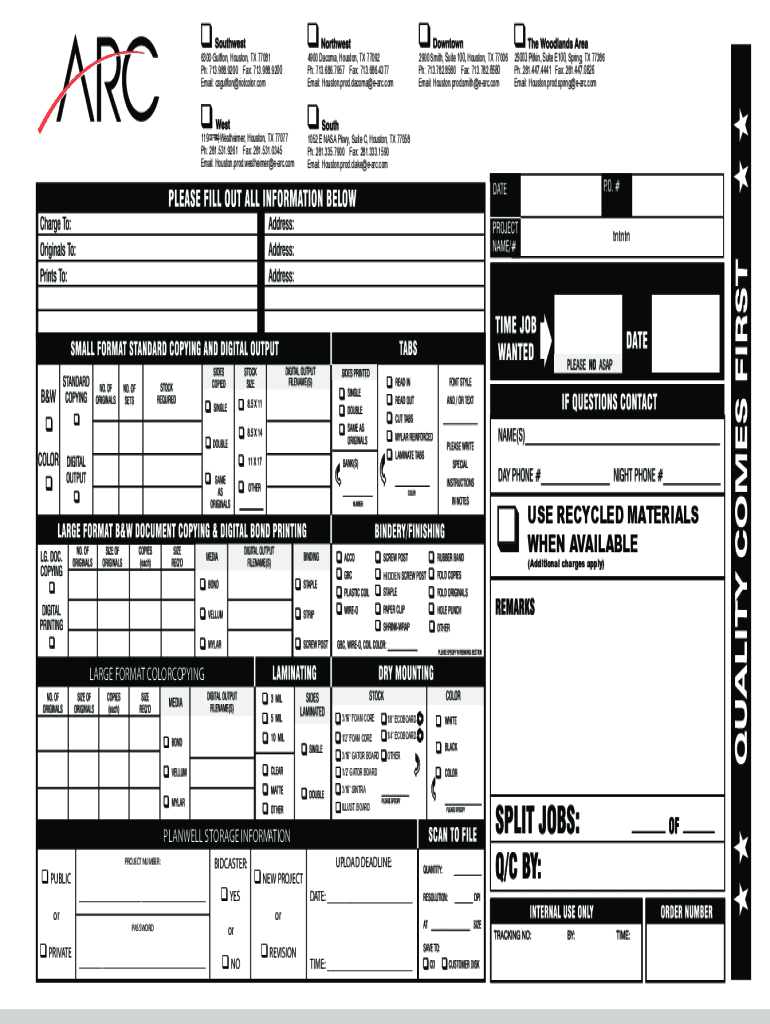 Fillable Online Printing Services In Houston (RIOT) - ARC Document ...