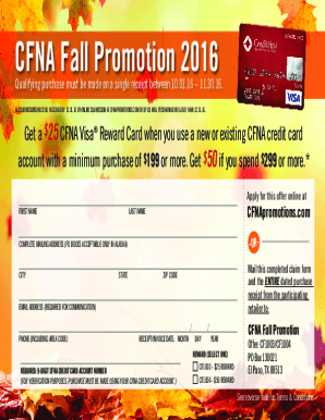 Fillable Online CFNA Service Credit Card Special Fall Offer Fax Email ...