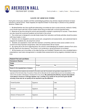 Fillable Online LEAVE OF ABSENCE FORM Fax Email Print - pdfFiller