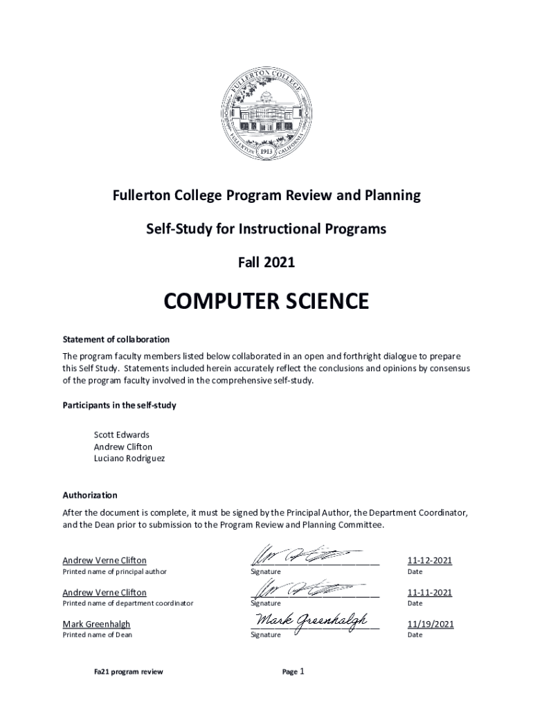 Fillable Online programreview fullcoll COMPUTER SCIENCE Fax Email Print ...