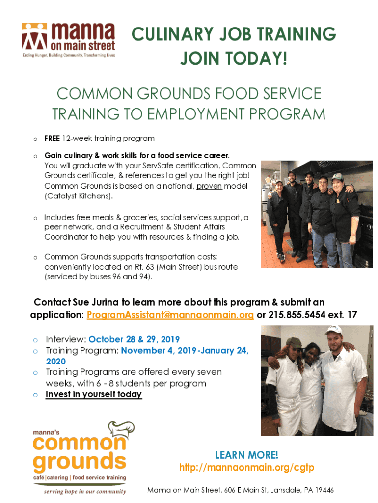 Fillable Online FREE Culinary Arts Training ProgramPeople Serving ...