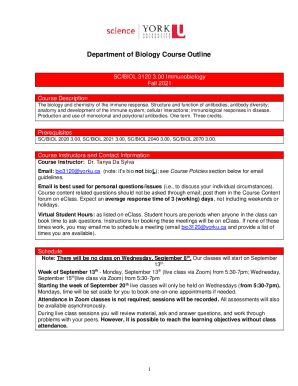 Fillable Online Department of Biology Course Outline Fax Email Print ...