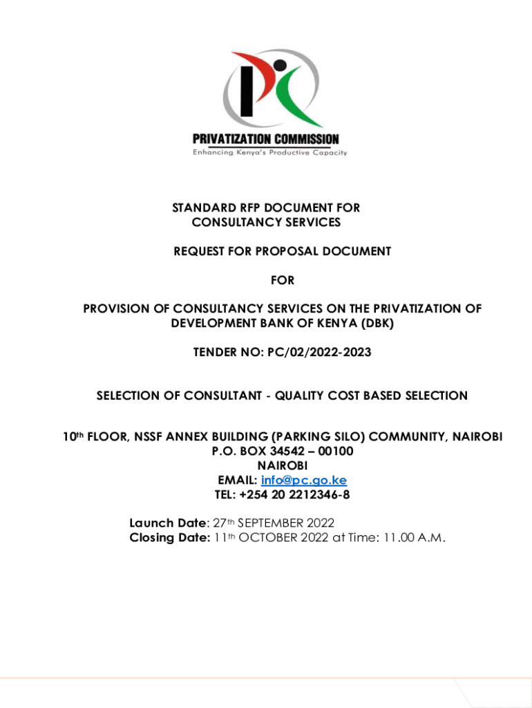 Fillable Online standard rfp document for - The Privatization ...