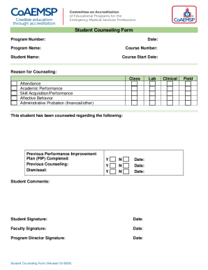 Fillable Online Student Counseling Form Fax Email Print - pdfFiller