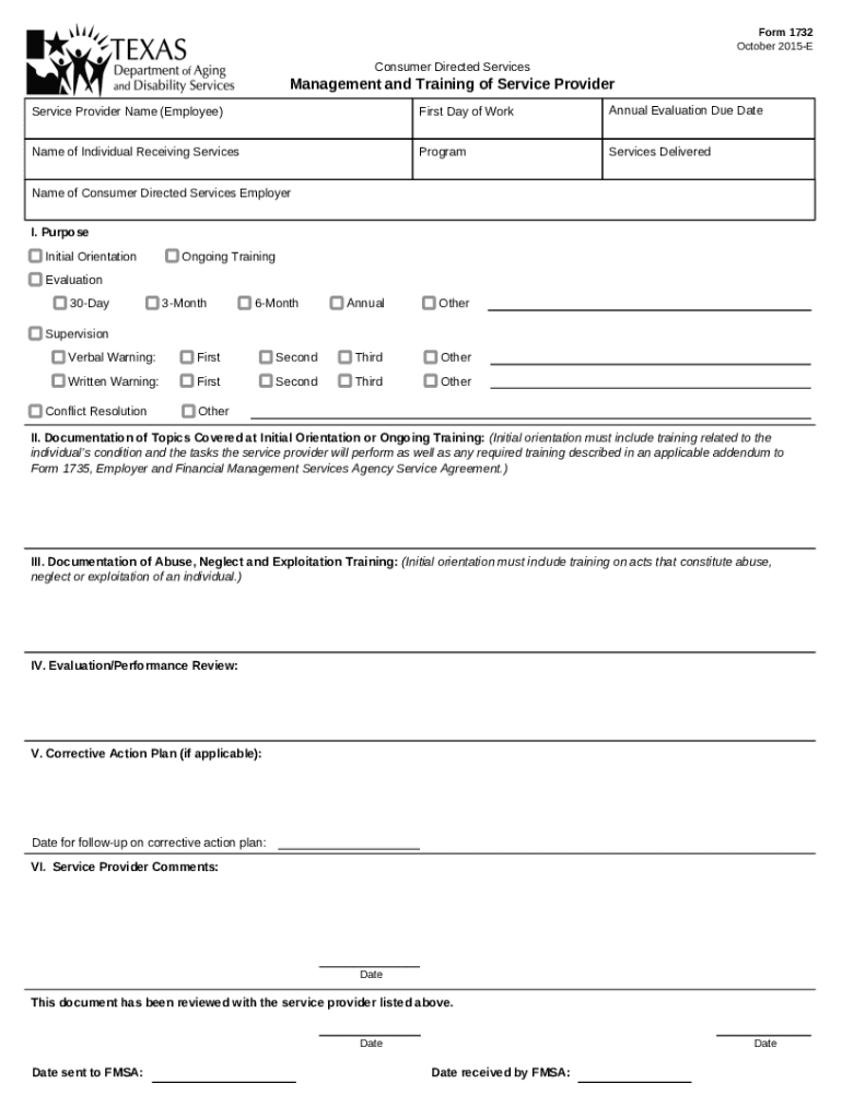 Fillable Online Management of Service Provider. Form 1732 Fax Email ...